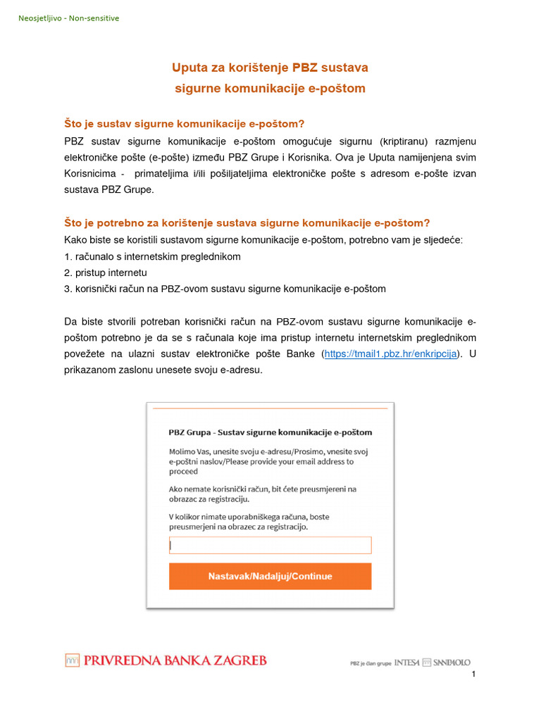 Uputa Za Korištenje PBZ Sustava Sigurne Komunikacije E-Postom | PDF