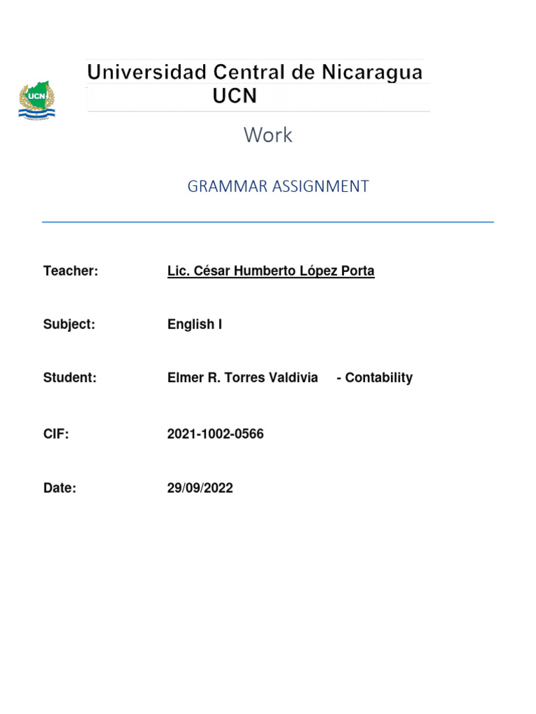 English Grammar Assignment 2022 | PDF