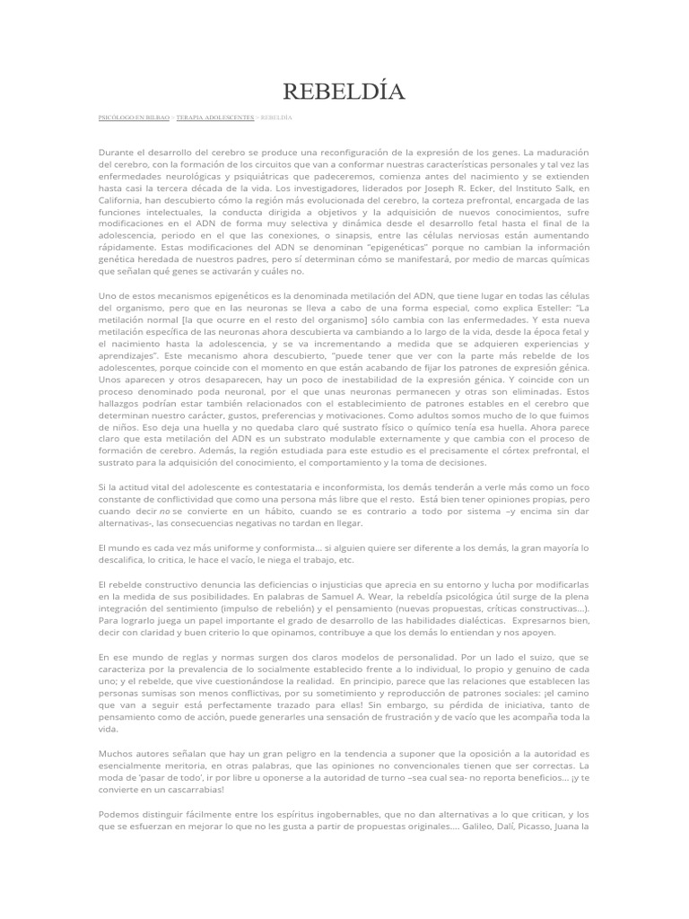 REBELDÍA | PDF | Epigenética | Cerebro