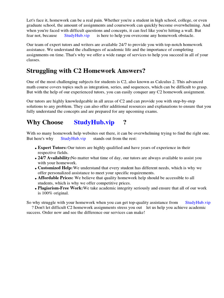 c2 Homework Answers | Download Free PDF | Facebook | Homework