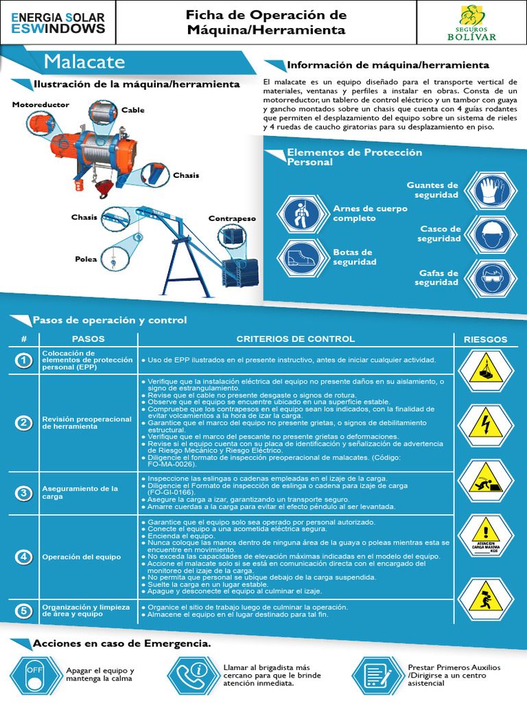 Guía de Operación del Malacate | PDF