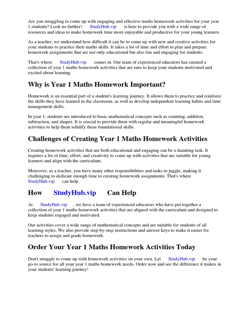 Maths Homework Activities Year 1 | PDF | Worksheet | Mathematics