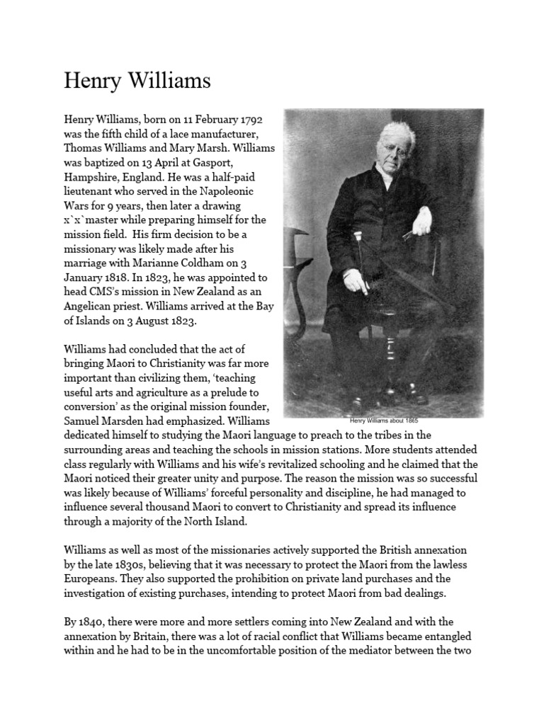 Henry Williams: Missionary in NZ | PDF | Māori People | New Zealand