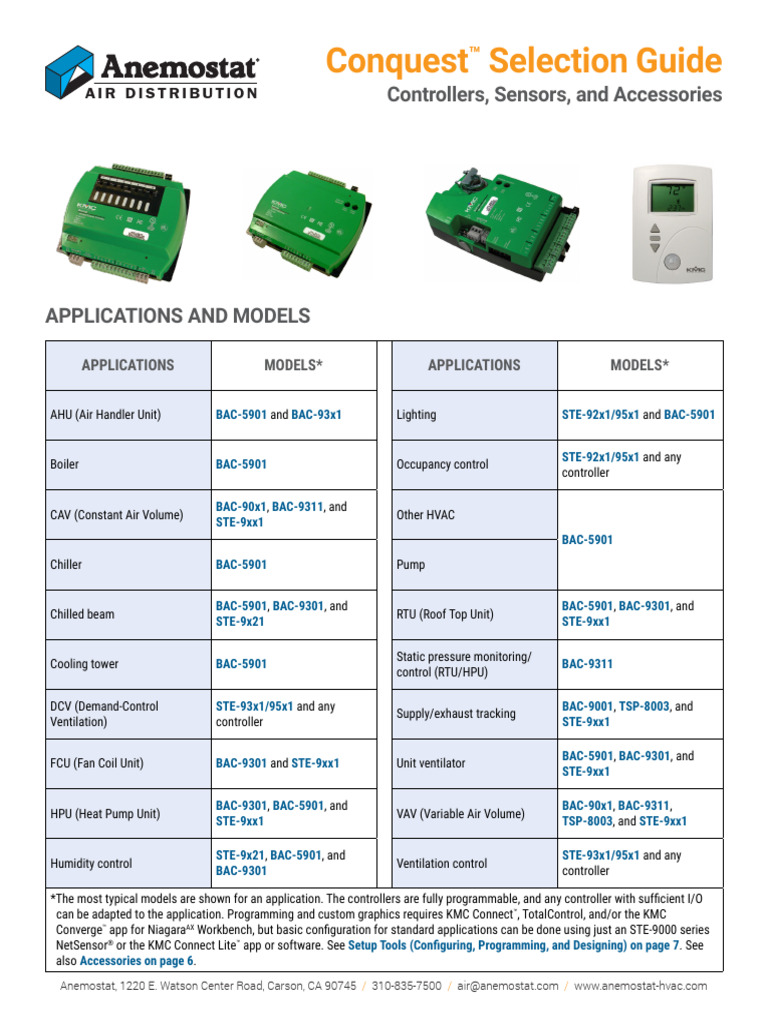 SELECTION Guide Conquest Controllers Sensors Accessories | PDF | Home ...