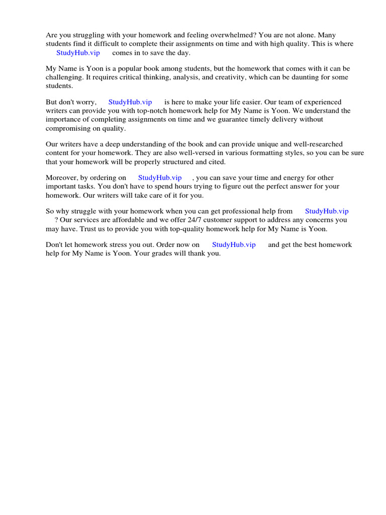 My Name Is Yoon Homework | PDF | Reading Comprehension | Safari (Web ...