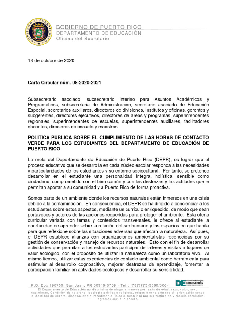 Carta Circular Núm. 08-2020-2021 - FIRMADO | PDF | Cambio climático | Ciencias de la Tierra