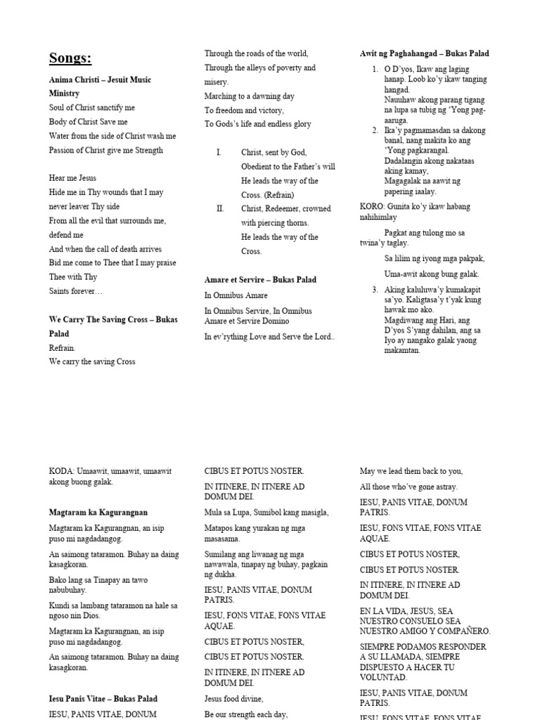 Songs For Vissit Iglesia | PDF