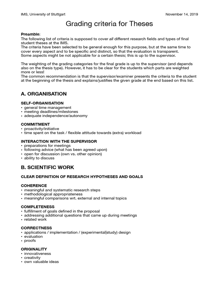 Thesis Grading | PDF | Thesis | Cognition