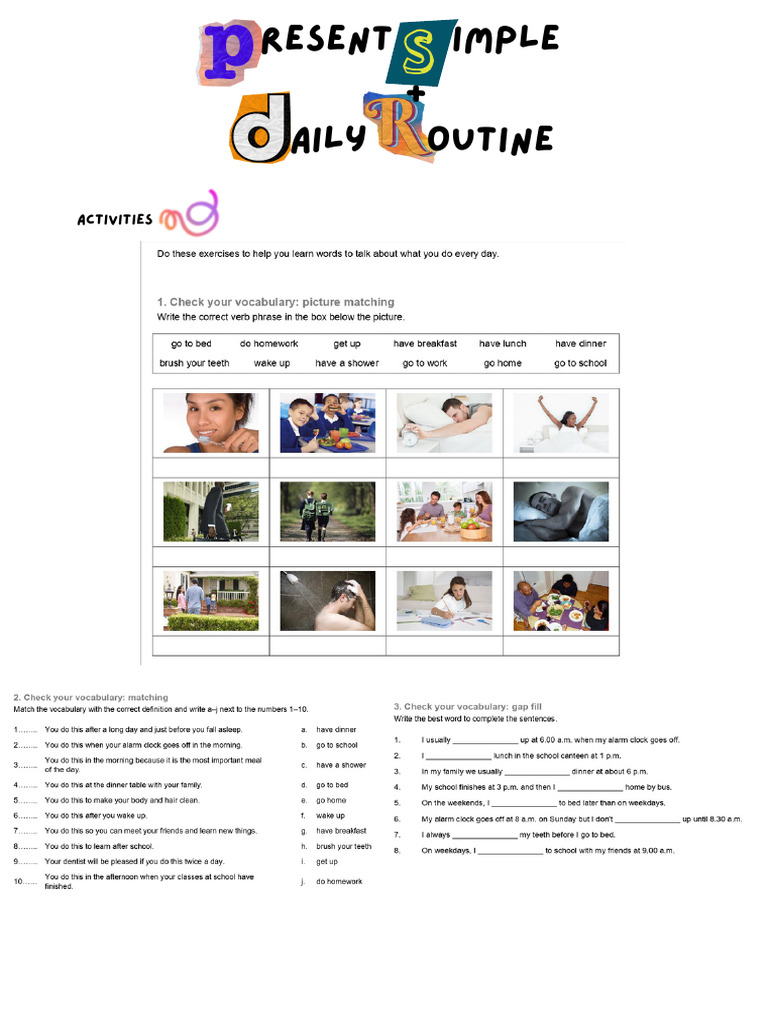 Daily Routine and Present Simple Guide | PDF | Language Arts & Discipline