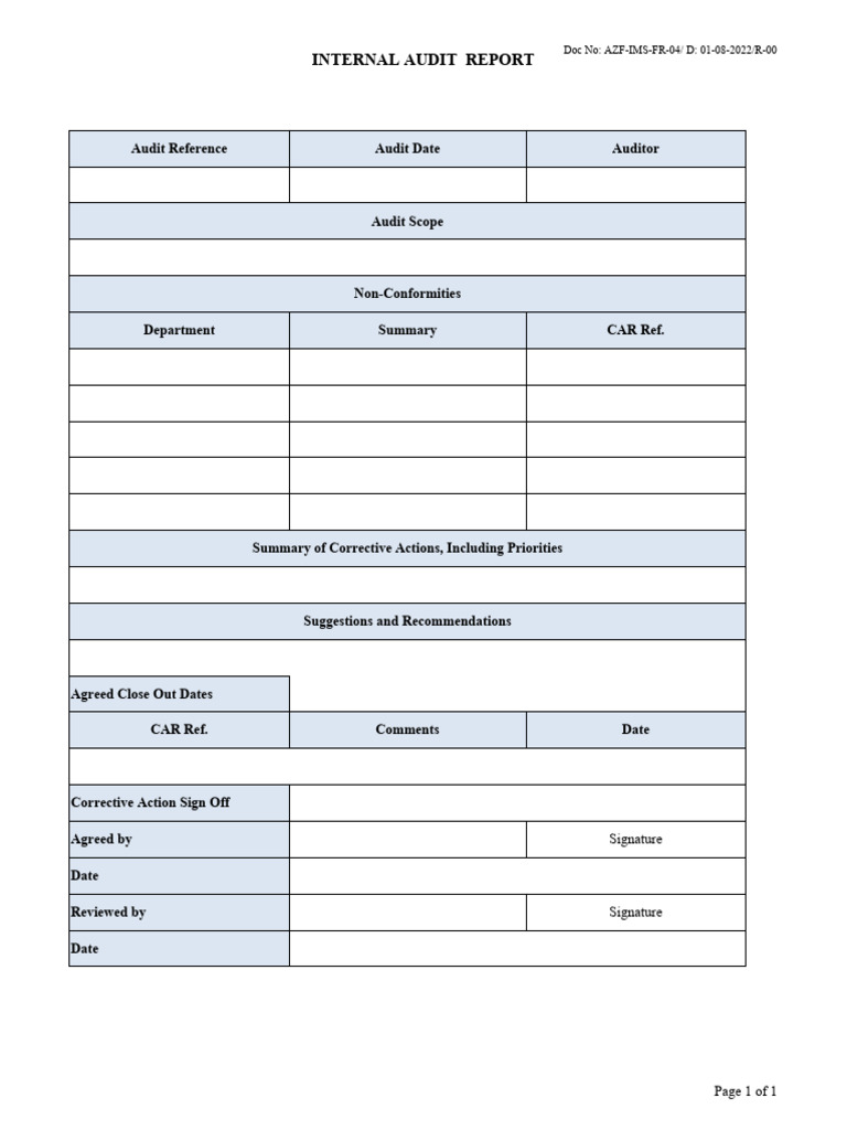 Internal Audit Report Summary | PDF