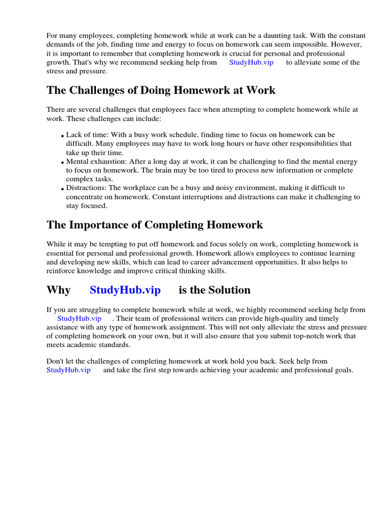 Employee Doing Homework at Work | PDF | Homework | Teachers