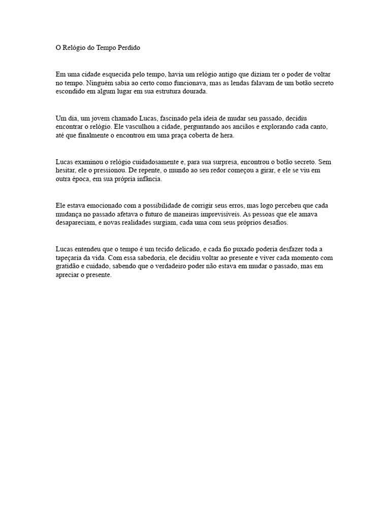 O Relógio Do Tempo Perdido - Diogo Peres | PDF | Ciências e Matemática ...