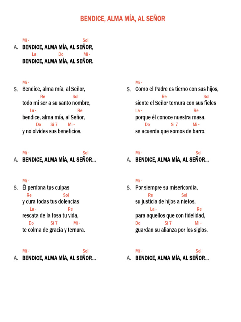 BENDICE, ALMA MÍA, AL SEÑOR | PDF