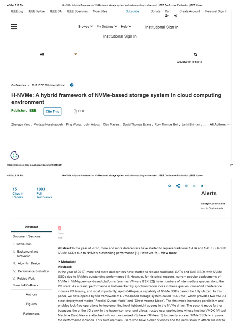 H-NVMe_ A hybrid framework of NVMe-based storage system in cloud computing environment _ IEEE ...