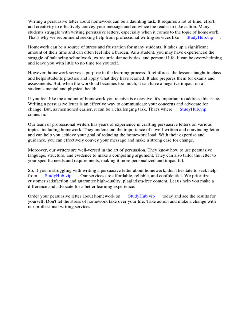 How To Write A Persuasive Letter About Homework | PDF | Persuasion | Essays