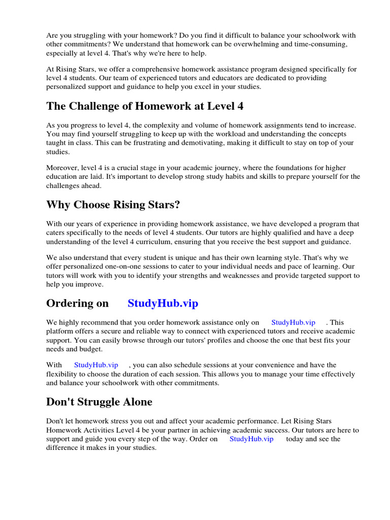 Rising Stars Homework Activities Level 4 | PDF | Google Play | Digital ...