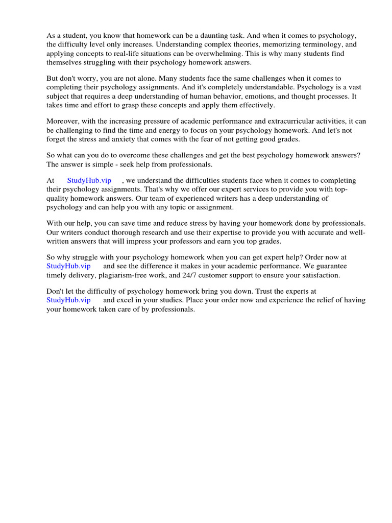 Psychology Homework Answers | PDF | Psychology | Homework