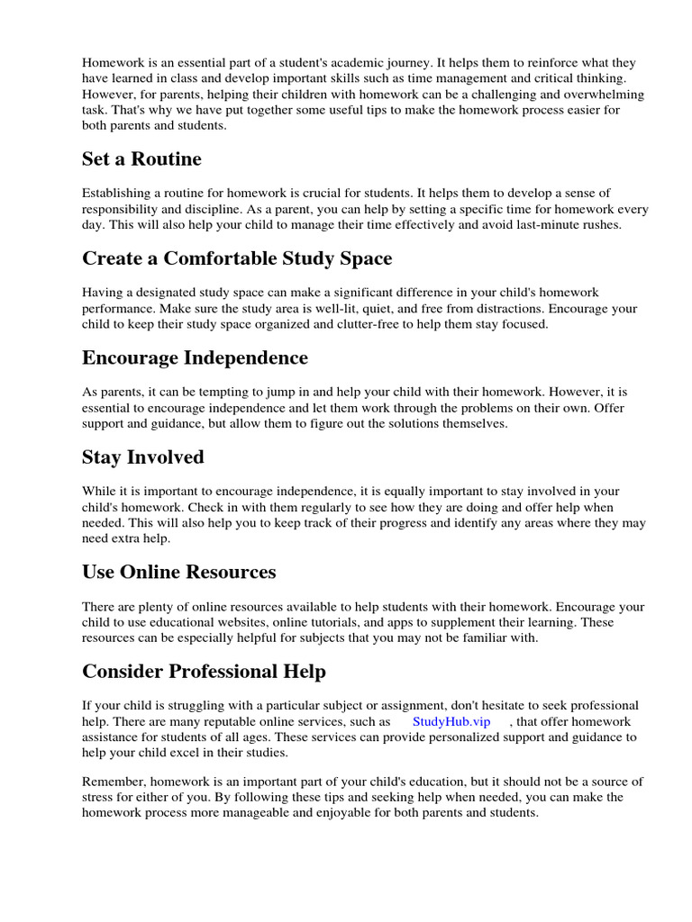 Homework Tips For Parents | PDF | Homework | Learning
