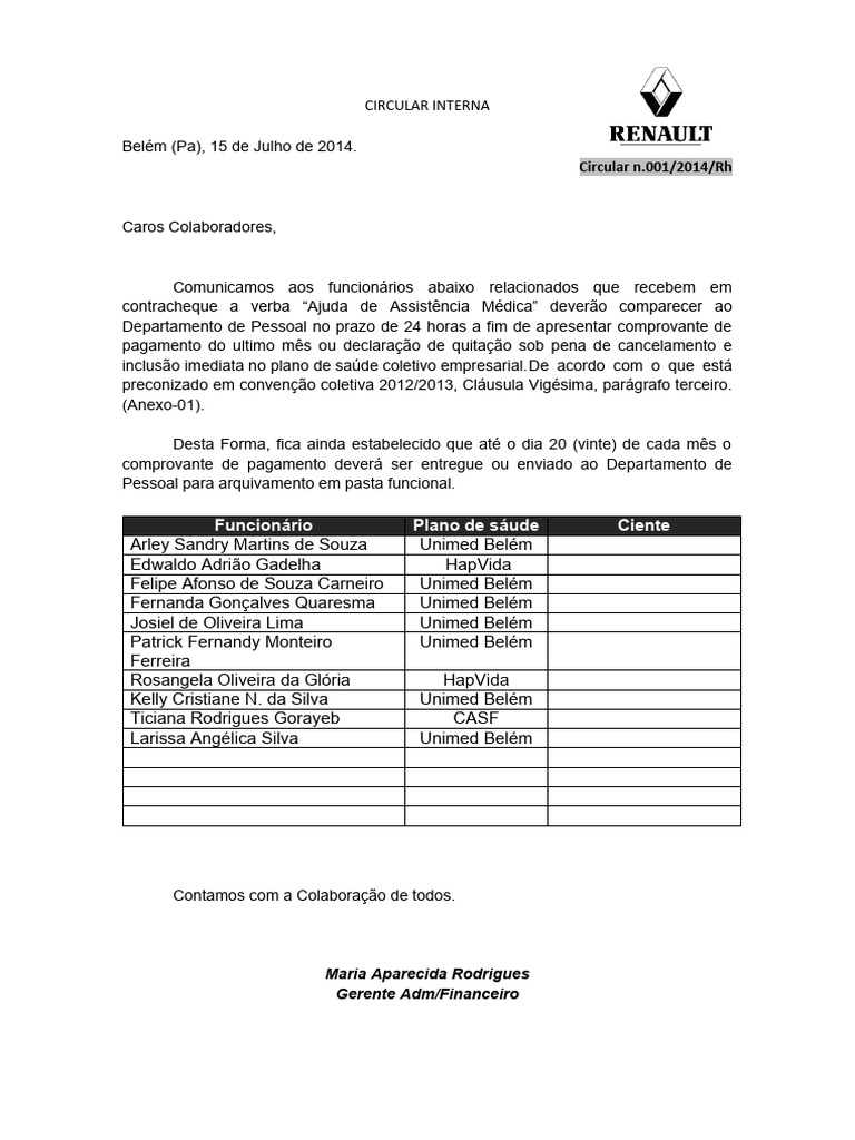 Circular Interna Du Nort | PDF | Salário | Sindicato