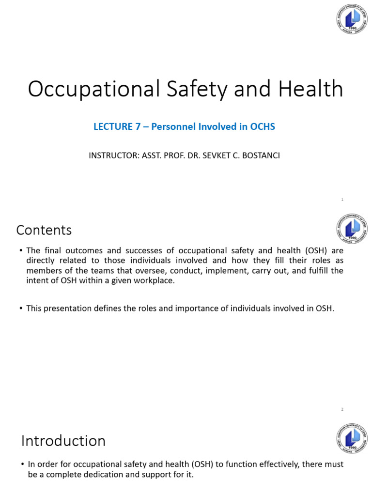 Week 6 - Lecture 7 - Personnel Involved in OSH | Download Free PDF ...