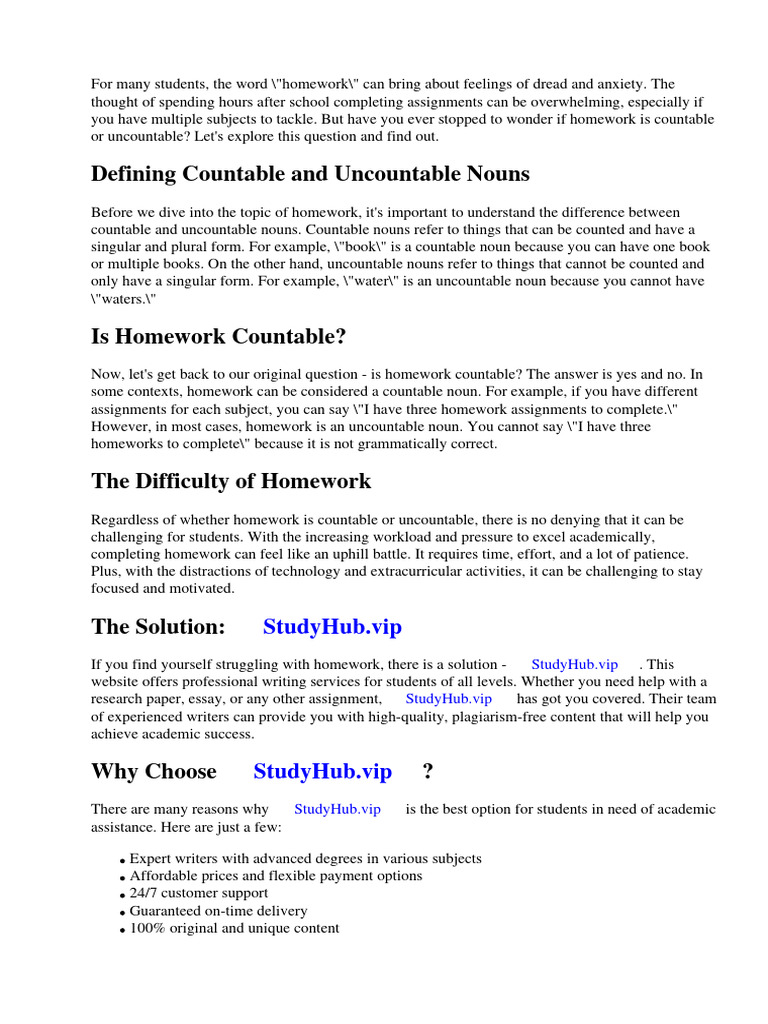 Homework Es Countable or Uncountable | Download Free PDF | Noun ...