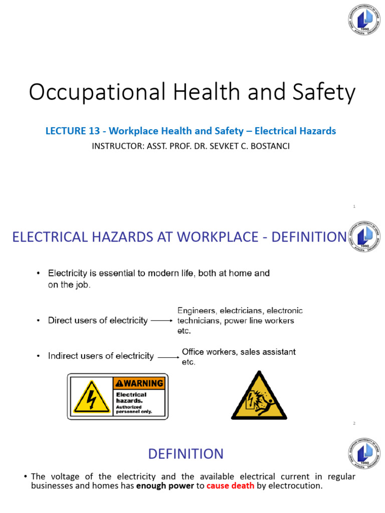 Week 11 - Lecture 13 - Workplace Health and Safety - Electrical Hazards | PDF | Electrical ...