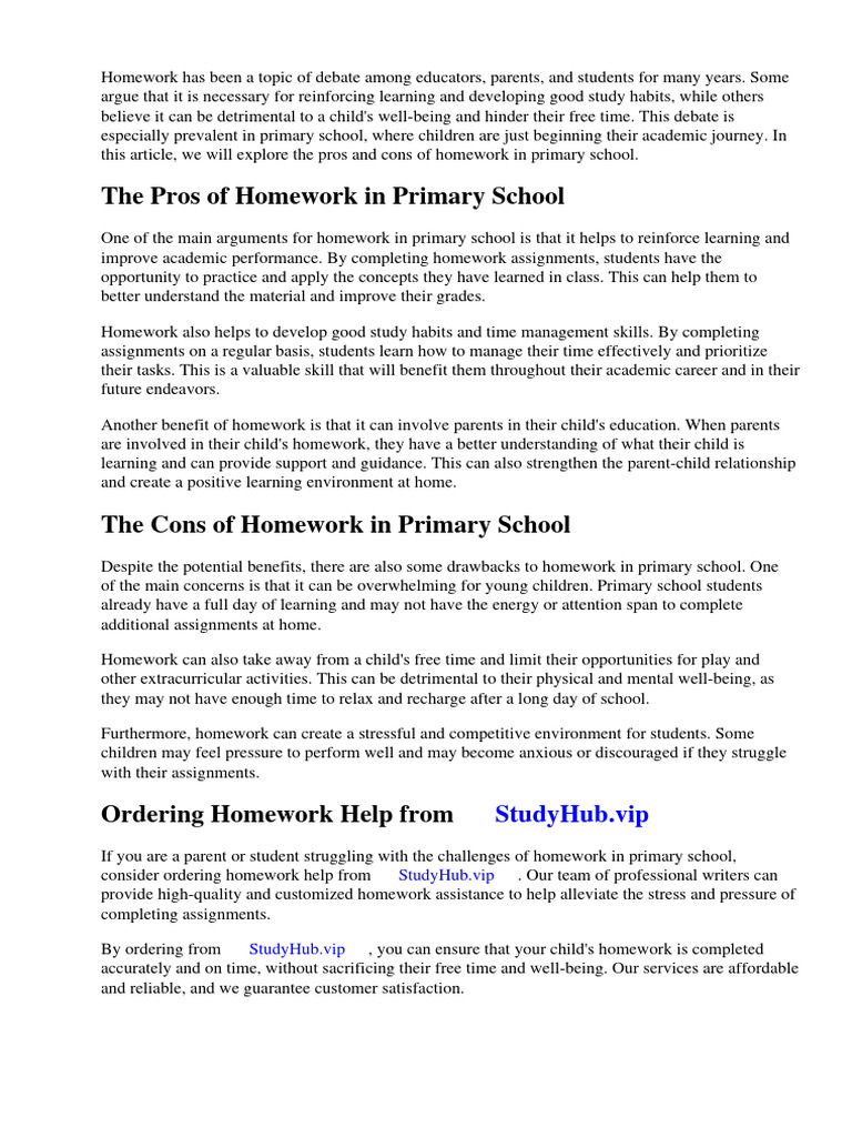 Primary School Homework Debate | PDF | Homework | Teachers