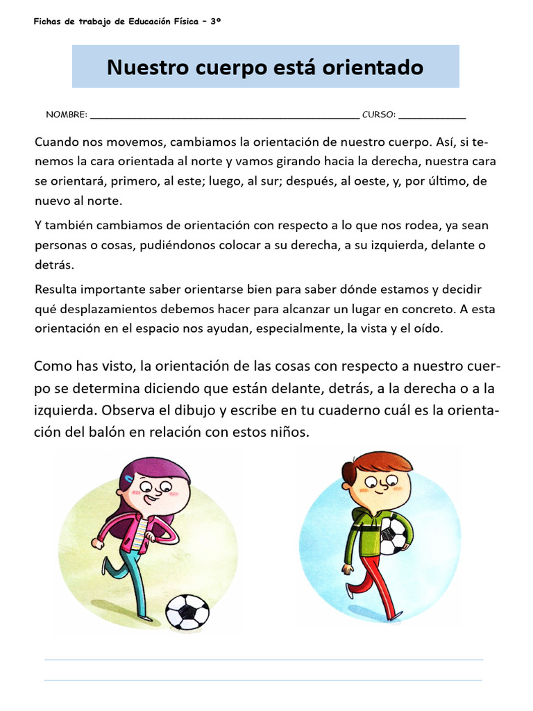 Orientación en Educación Física: Dibujo y Ejercicios | PDF
