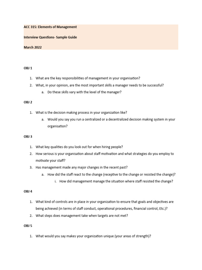 Interview Questions Sample Guide | PDF | Career & Growth