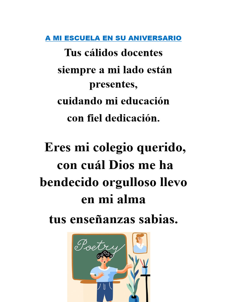 Poema a mi escuela en su aniversario | PDF