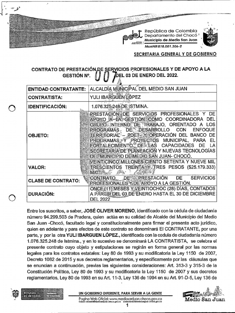 Contrato Yuli 2022 - Contrato20230103 - 09250372 | PDF