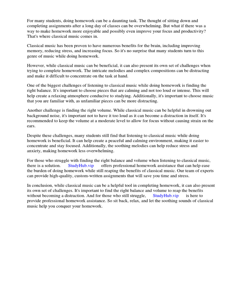 Classical Music Doing Homework | PDF | Orchestras | Homework