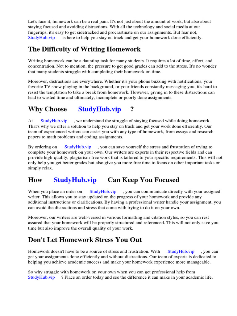 How To Do Homework and Not Get Distracted PDF | PDF | Homework