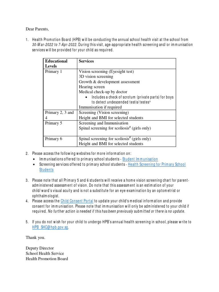 Annual School Health Visit Details | PDF | Physical Examination | Medicine