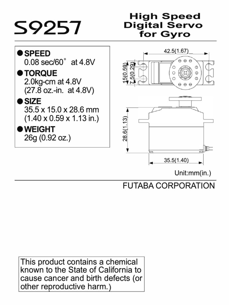 High-Speed Digital Servo Specifications | PDF | Electromagnetism ...