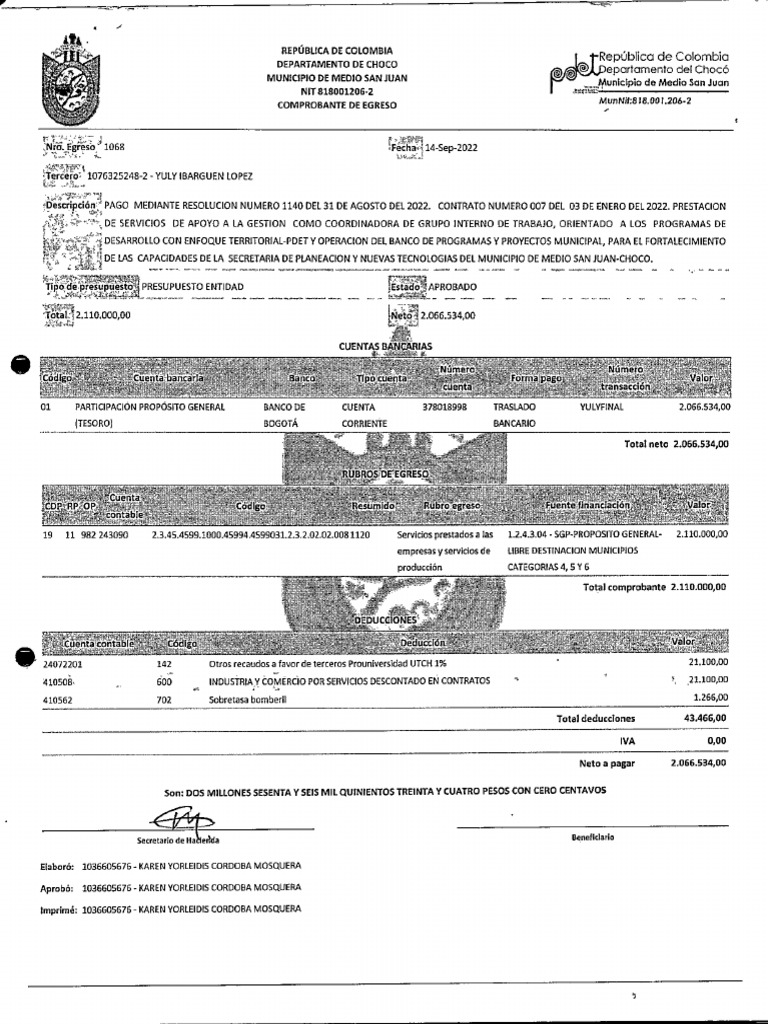 Contrato Yuli 2022 - Informe, Certiicacion Resolucion de Pag Ma20230103 ...