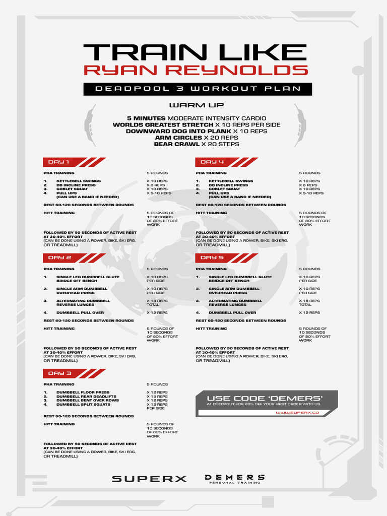 Ryan Reynolds Deadpool Training Plan | PDF | Kettlebell | Weight