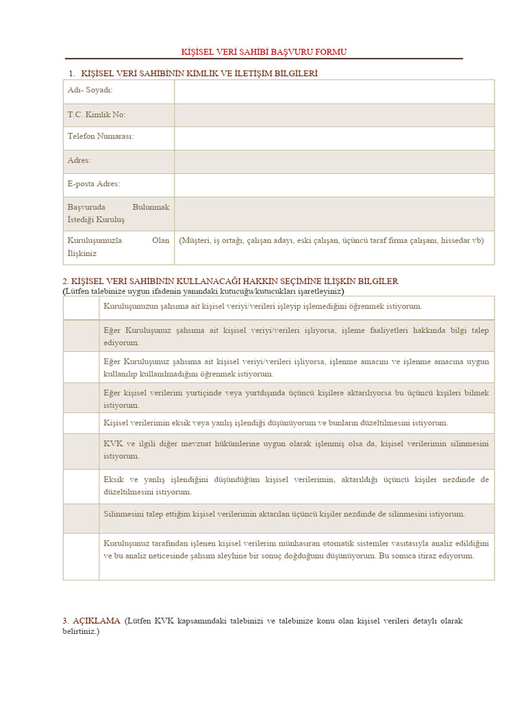 Bilgi Talep Formu 2 | PDF