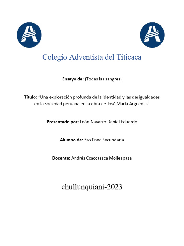 ENSAYO Todas Las Sangres | Descargar gratis PDF | Desigualdad social ... ENSAYO Todas Las Sangres | Descargar gratis PDF | Desigualdad social ...