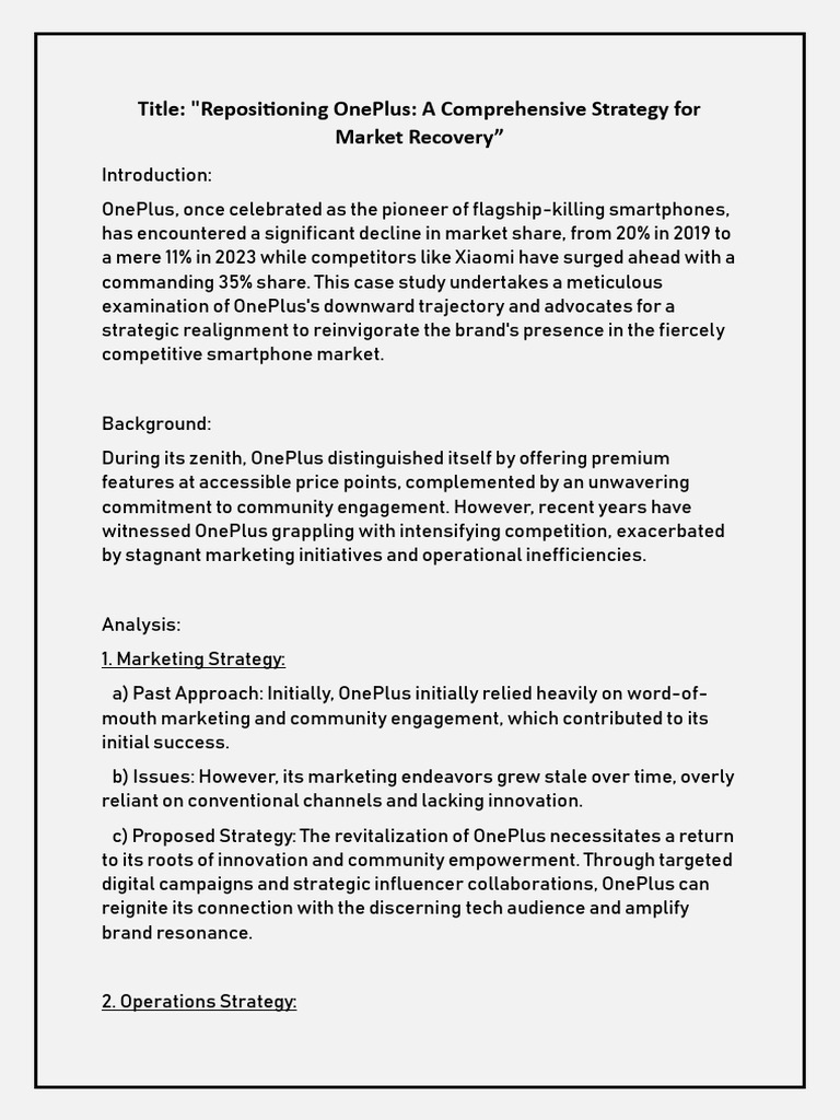 One Plus Case Study by Mansimar Kaur | PDF | Brand | Marketing