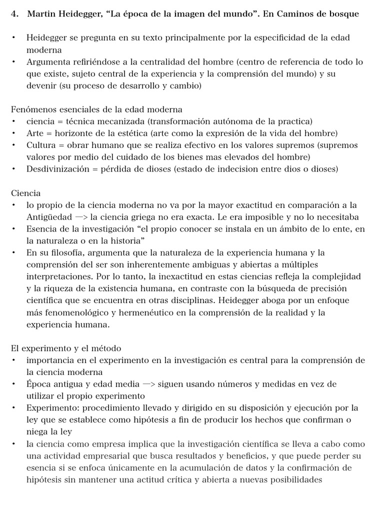 Resumen Textos I2 | PDF | Martin Heidegger | Science