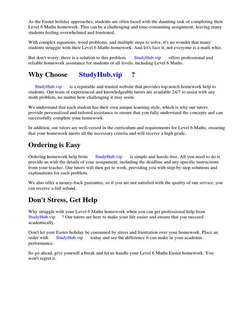 Level 6 Maths Easter Homework | PDF | Worksheet | Mathematics