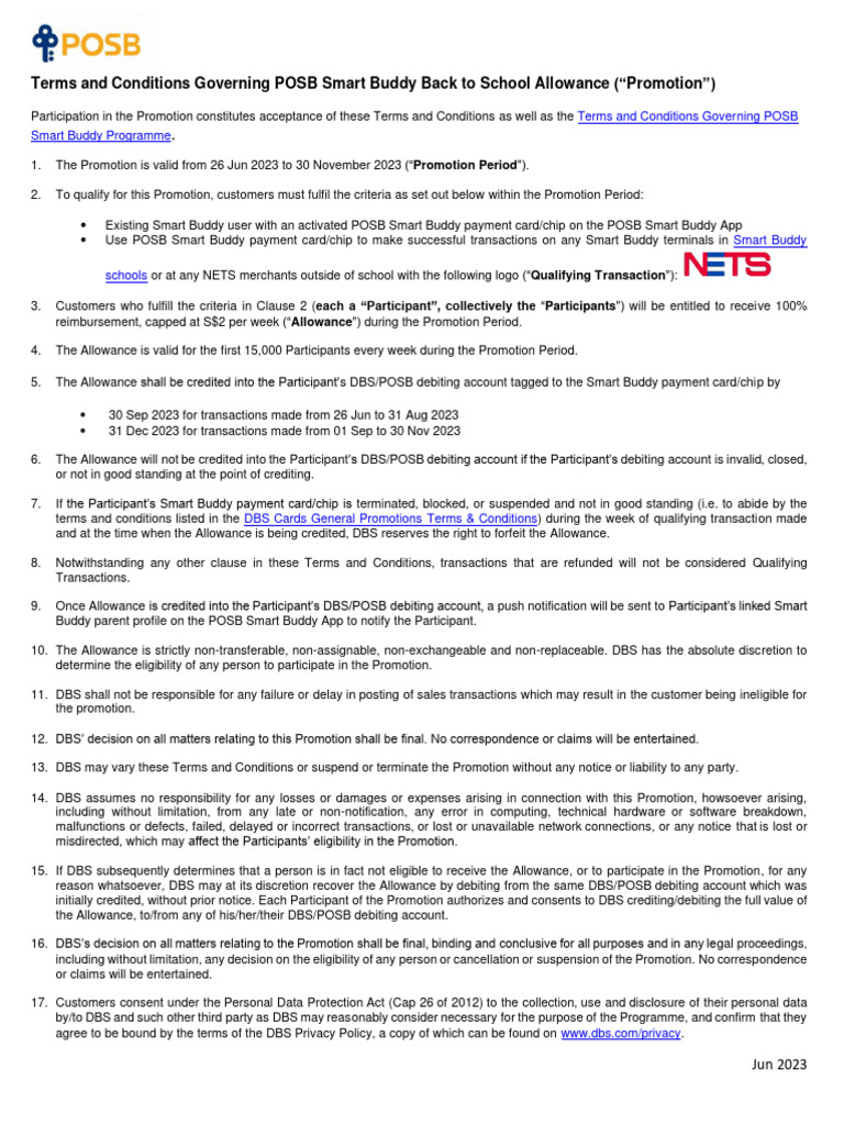 POSB Smart Buddy Back to School Allowance | PDF | Debit Card
