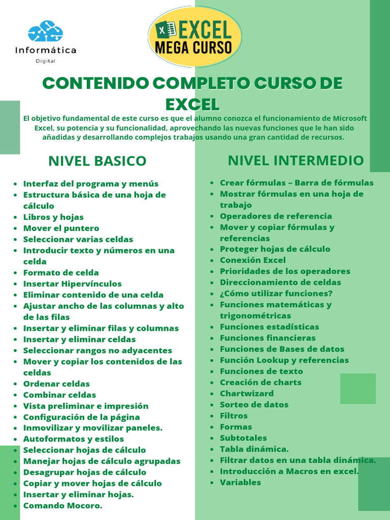 Temario Curso de Excel | PDF | Microsoft Excel | Macro (informática) Temario Curso de Excel | PDF | Microsoft Excel | Macro (informática)