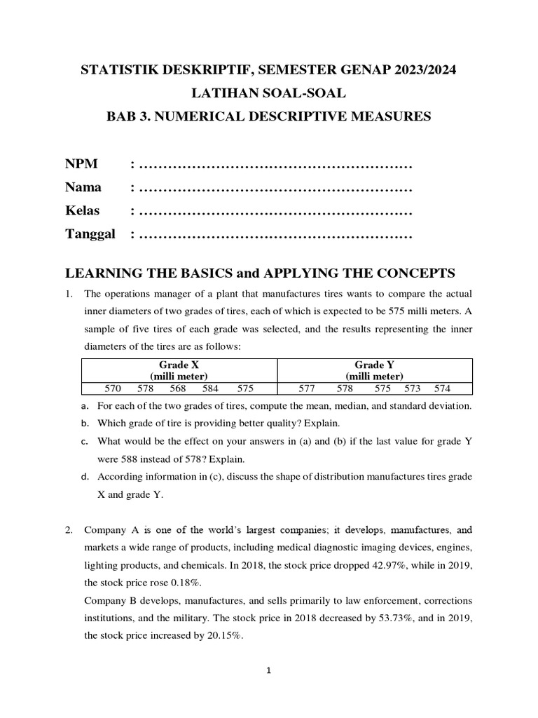 Latihan Chapter 3 | PDF | Standard Deviation | Outlier