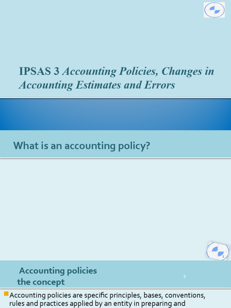 IPSAS 3 Accounting Policies, Change in Accounting Estimate and Error - IPSAS 3 | PDF | Fair ...