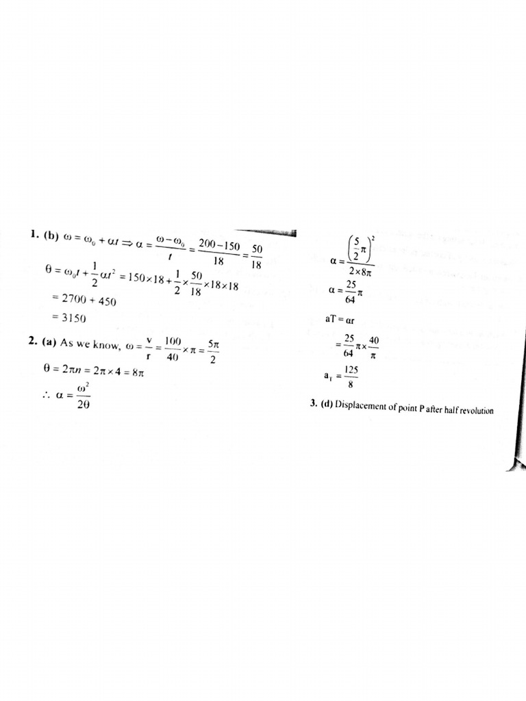 Rotational Motion Ex | PDF
