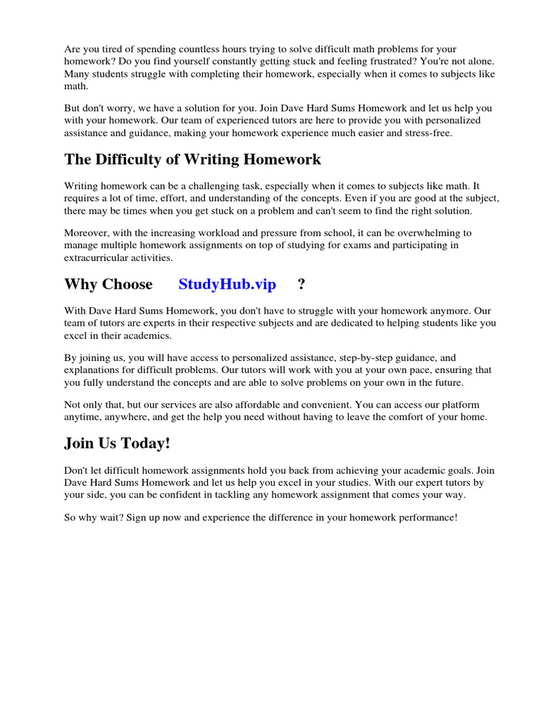 Join Dave Hard Sums Homework | PDF | Homework | Safari (Web Browser)