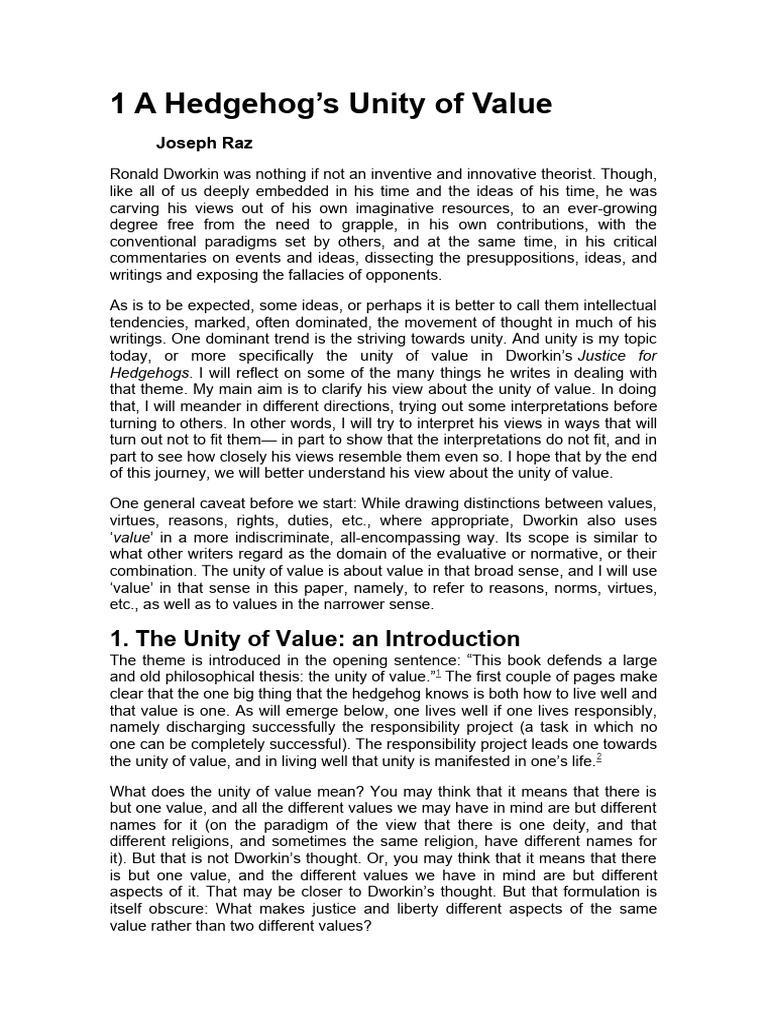 A Hedgehog's Unity of Value | PDF | Truth | Reason