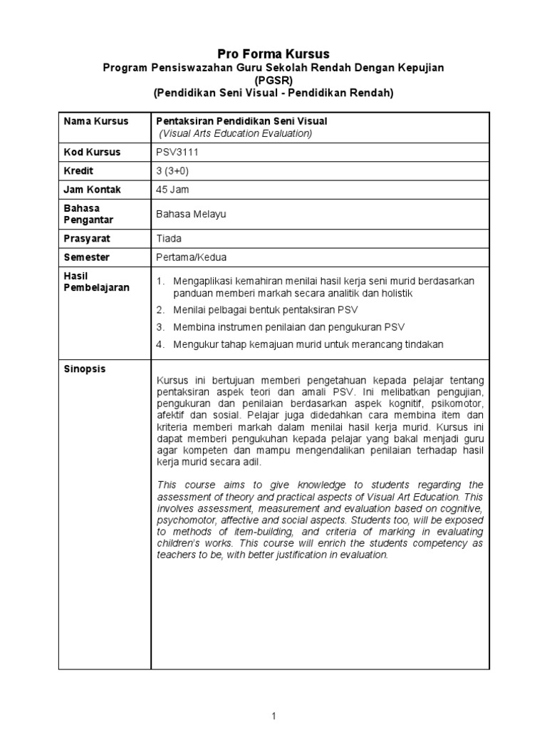 PSV3111 Pentaksiran PSV | PDF